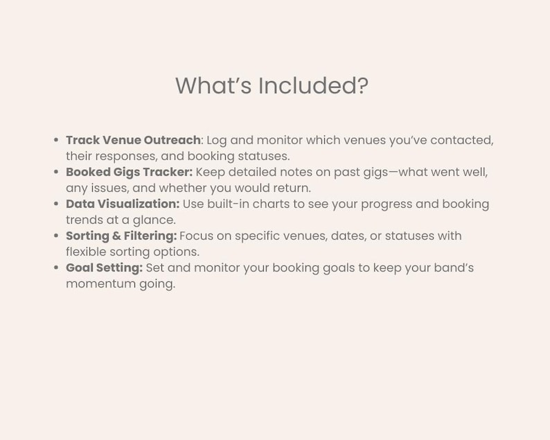 Venue Outreach + Booking Tracker Google Sheets Template for Band ...