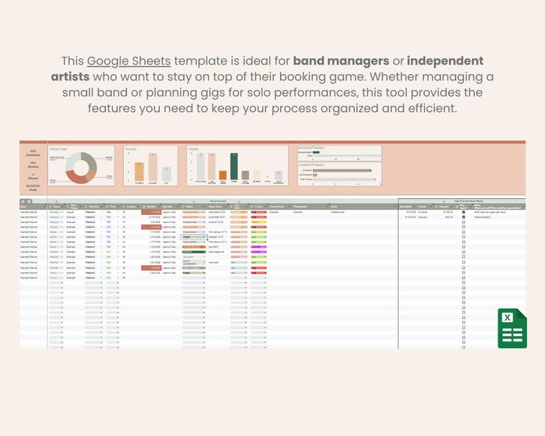 Venue Outreach + Booking Tracker Google Sheets Template for Band ...