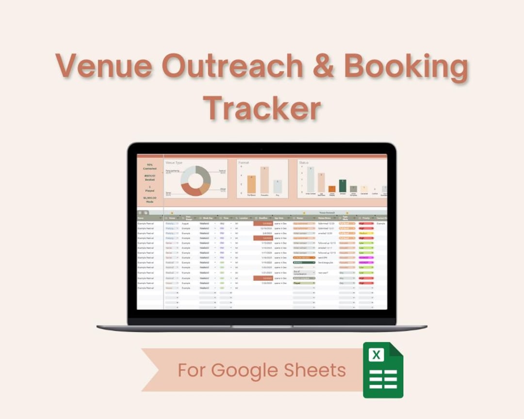Venue Outreach + Booking Tracker Google Sheets Template for Band ...
