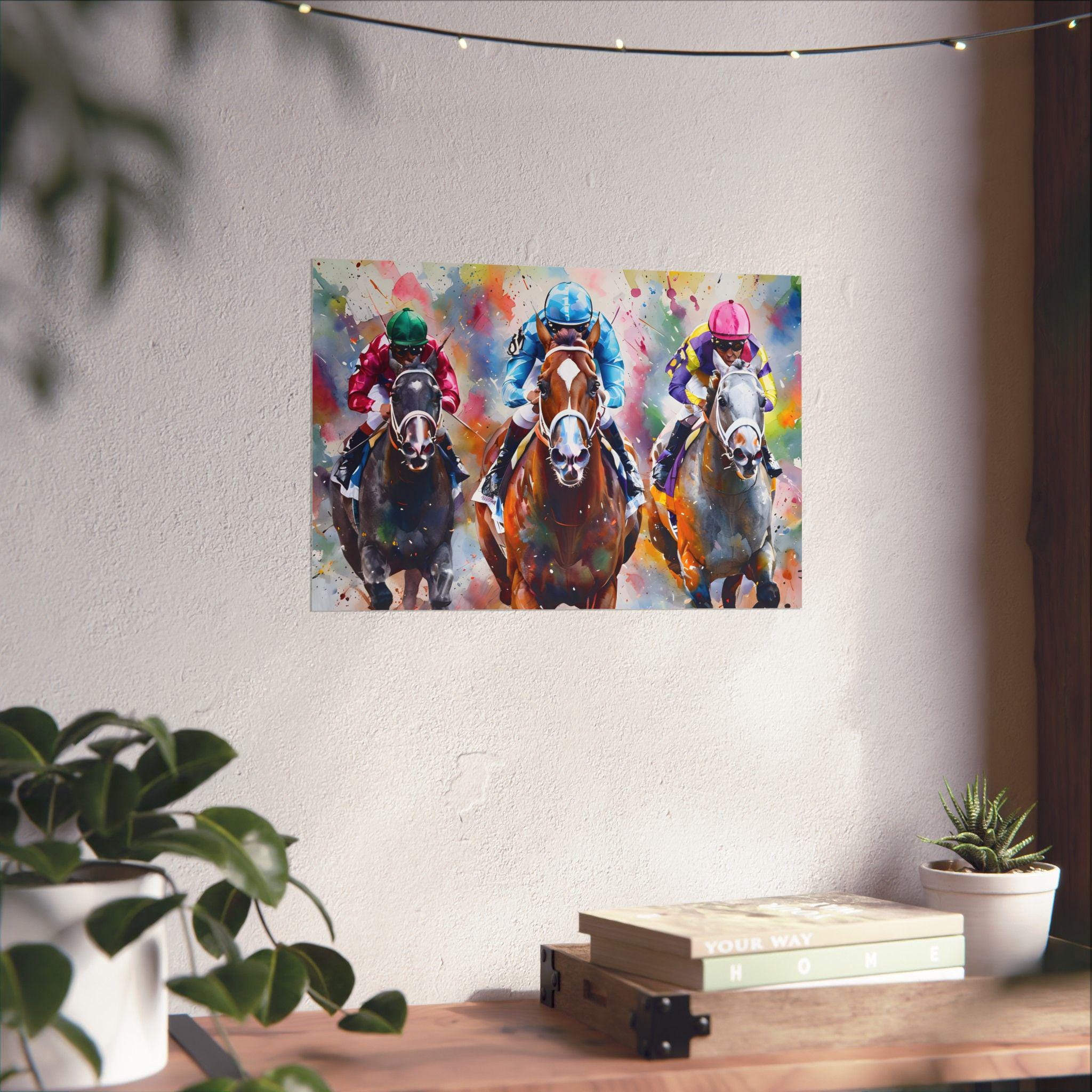 Horse Racing Poster, Equestrian Art Print, Matte Wall Art, Vibrant ...