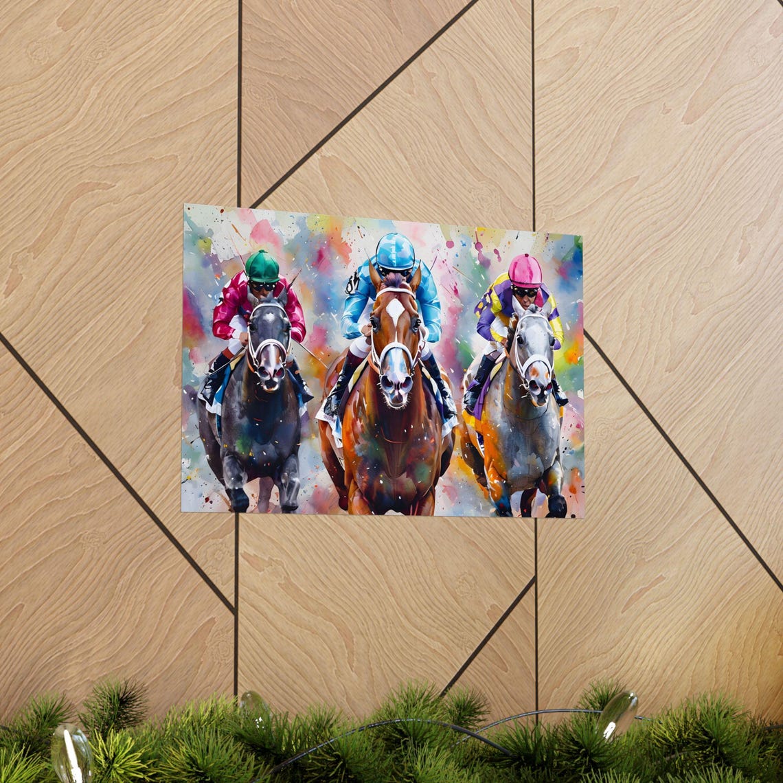 Horse Racing Poster, Equestrian Art Print, Matte Wall Art, Vibrant ...