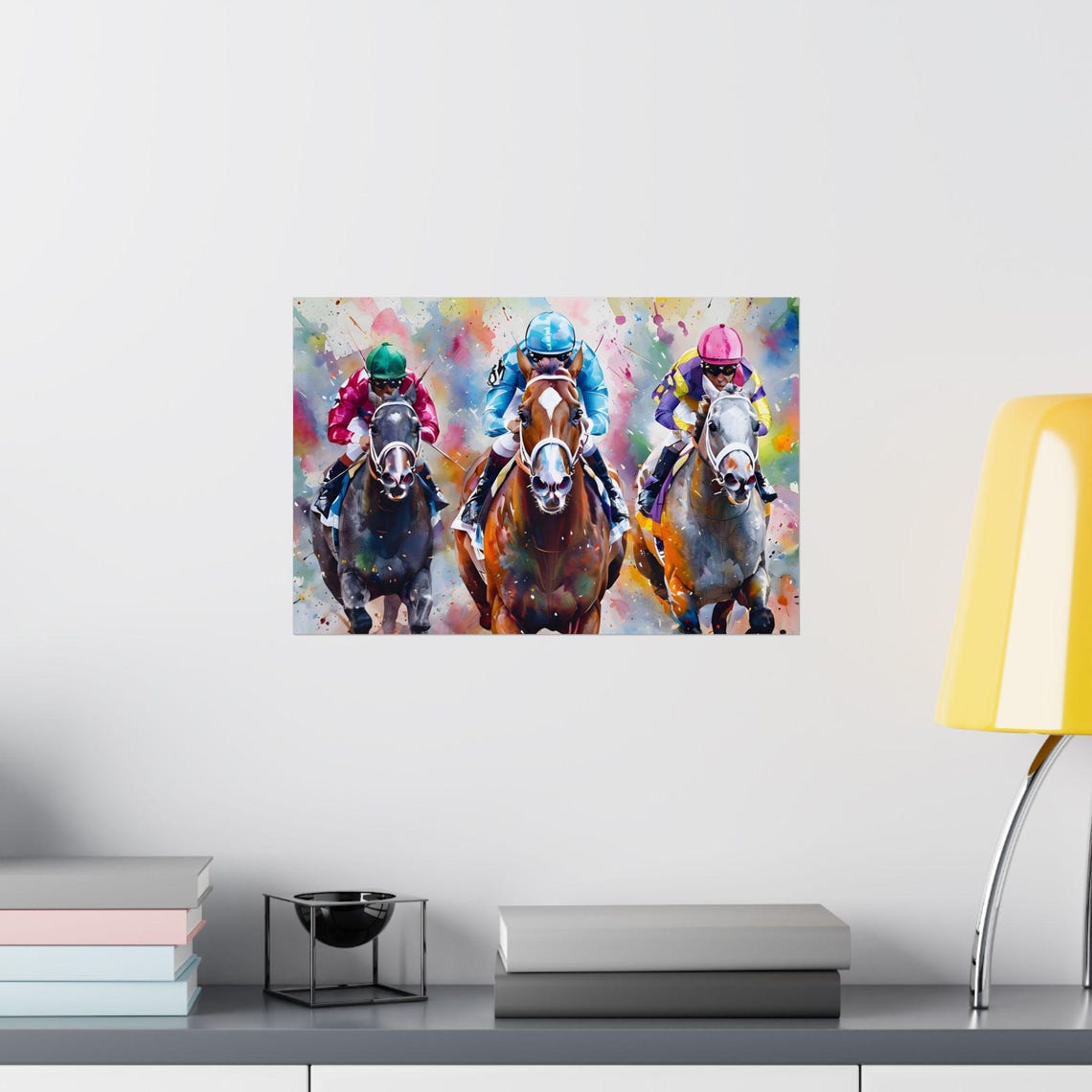 Horse Racing Poster, Equestrian Art Print, Matte Wall Art, Vibrant ...