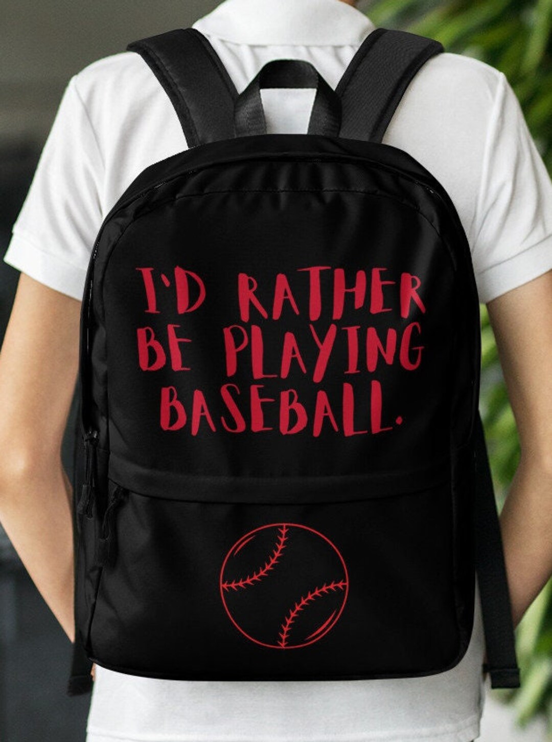 Baseball Backpack, Black and Red Backpack, I'd Rather Be Playing ...