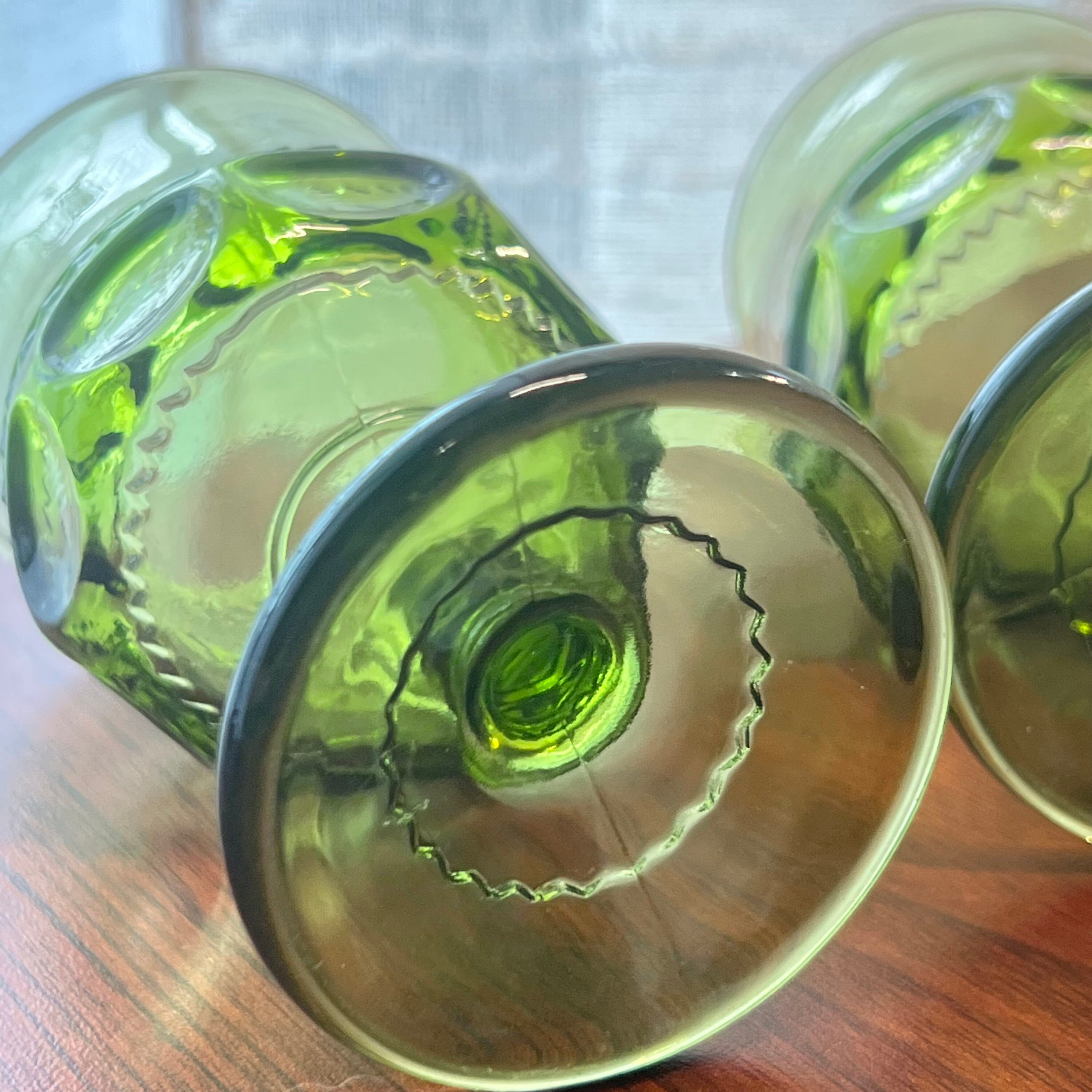 Green Fostoria MCM Glassware Set of Four - Etsy