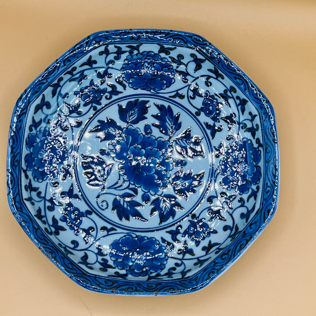 Blue and White Porcelain Marked Plate by Andrea by Sadek - Etsy