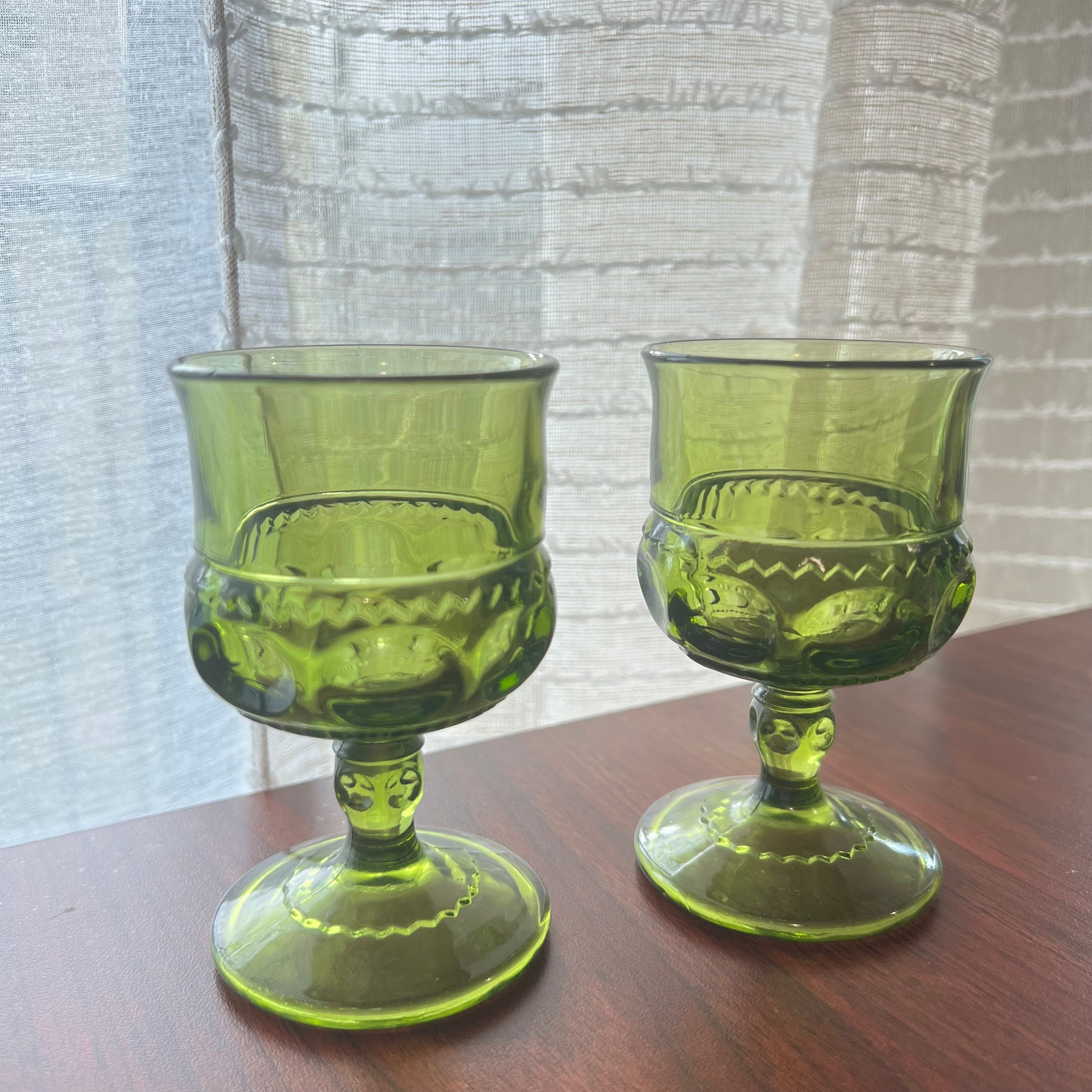 Green Fostoria MCM Glassware Set of Four - Etsy