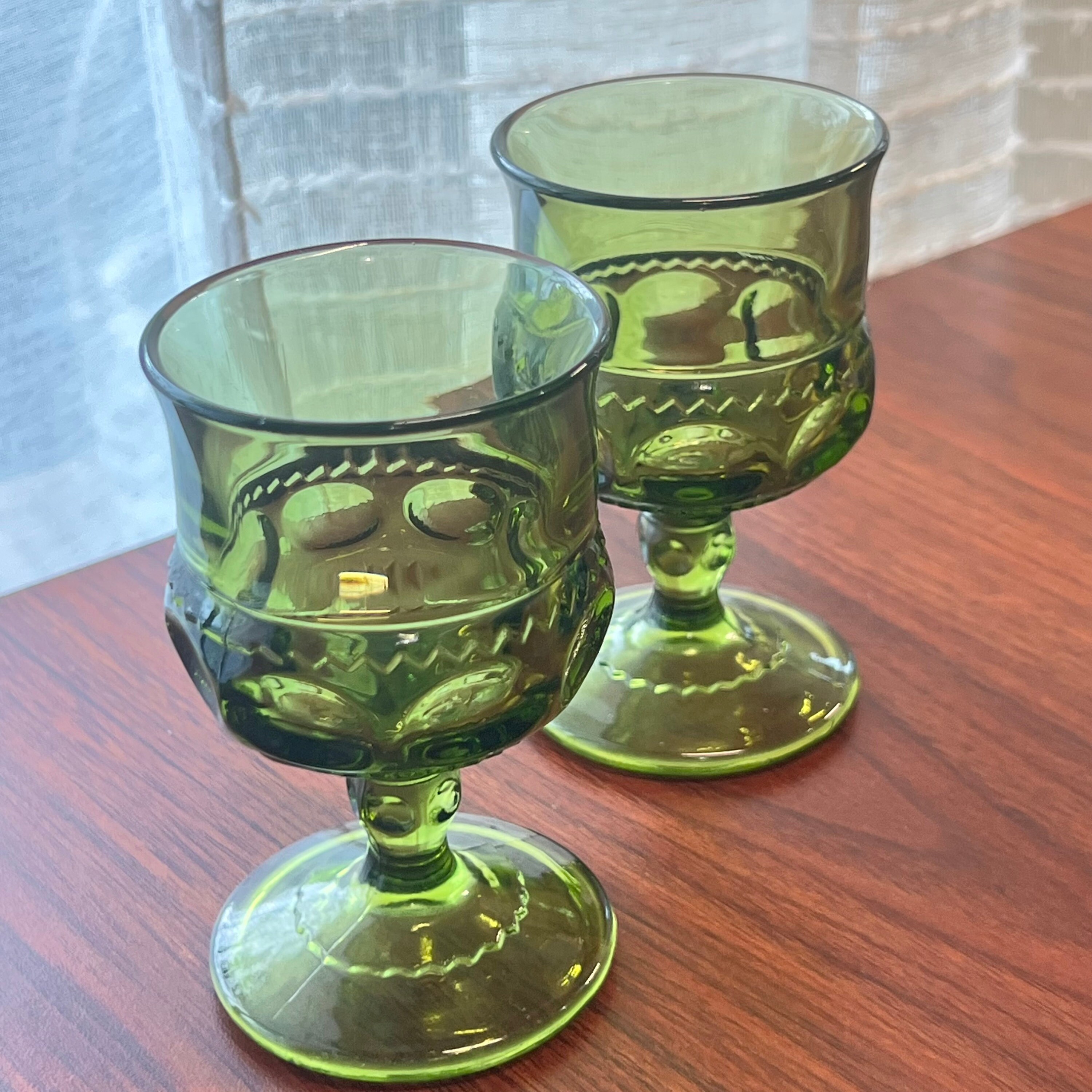 Green Fostoria MCM Glassware Set of Four - Etsy