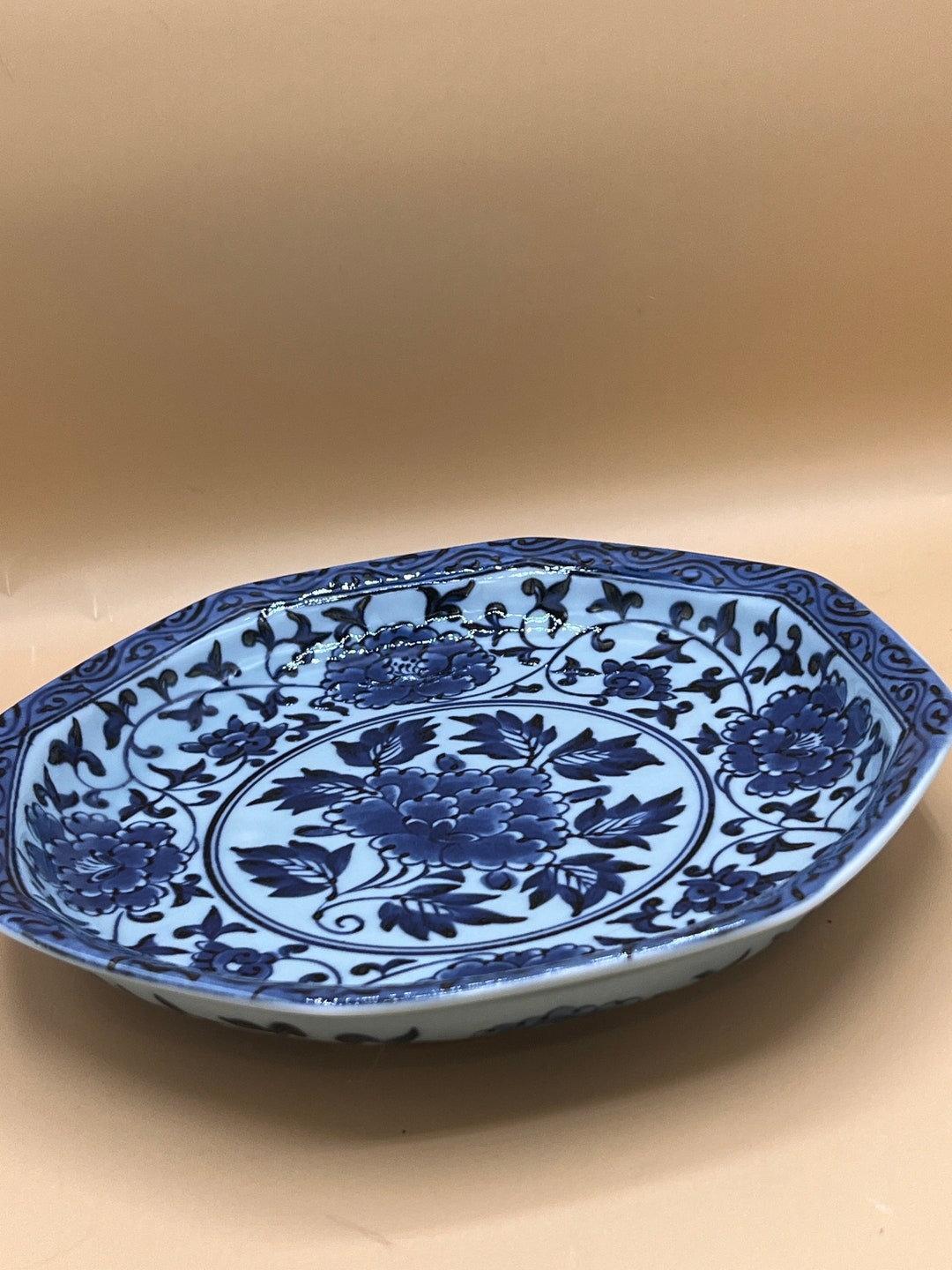 Blue and White Porcelain Marked Plate by Andrea by Sadek - Etsy