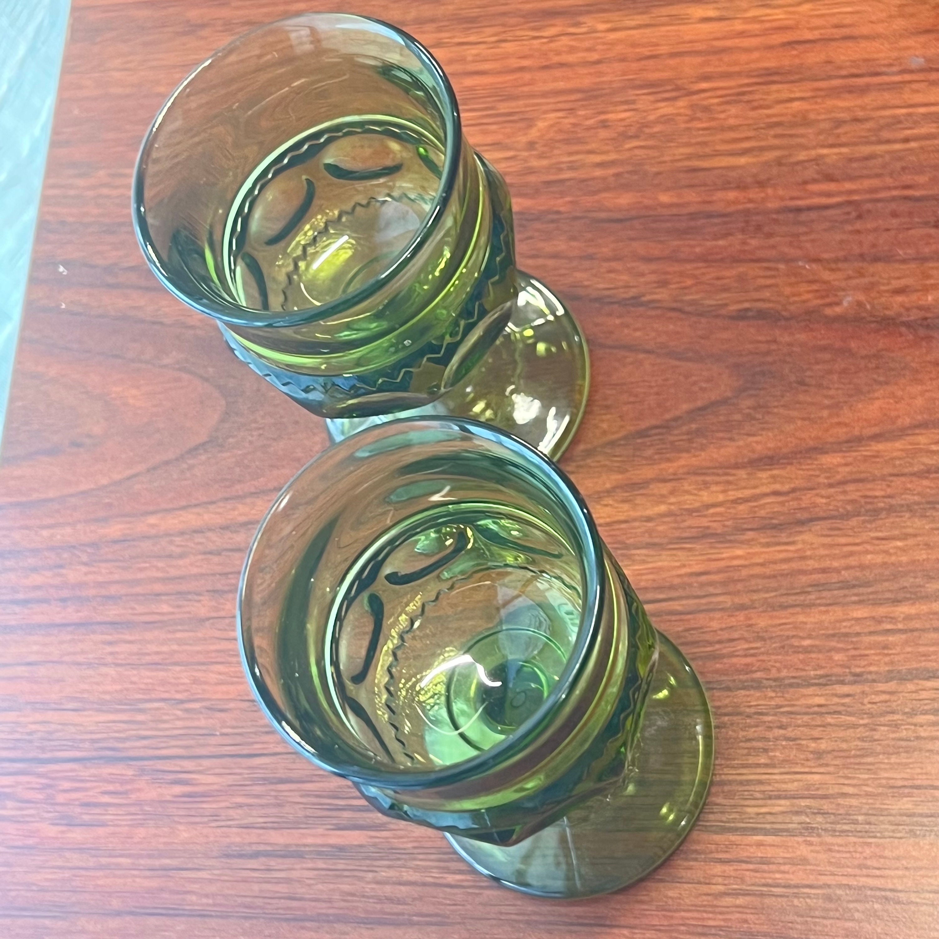 Green Fostoria MCM Glassware Set of Four - Etsy