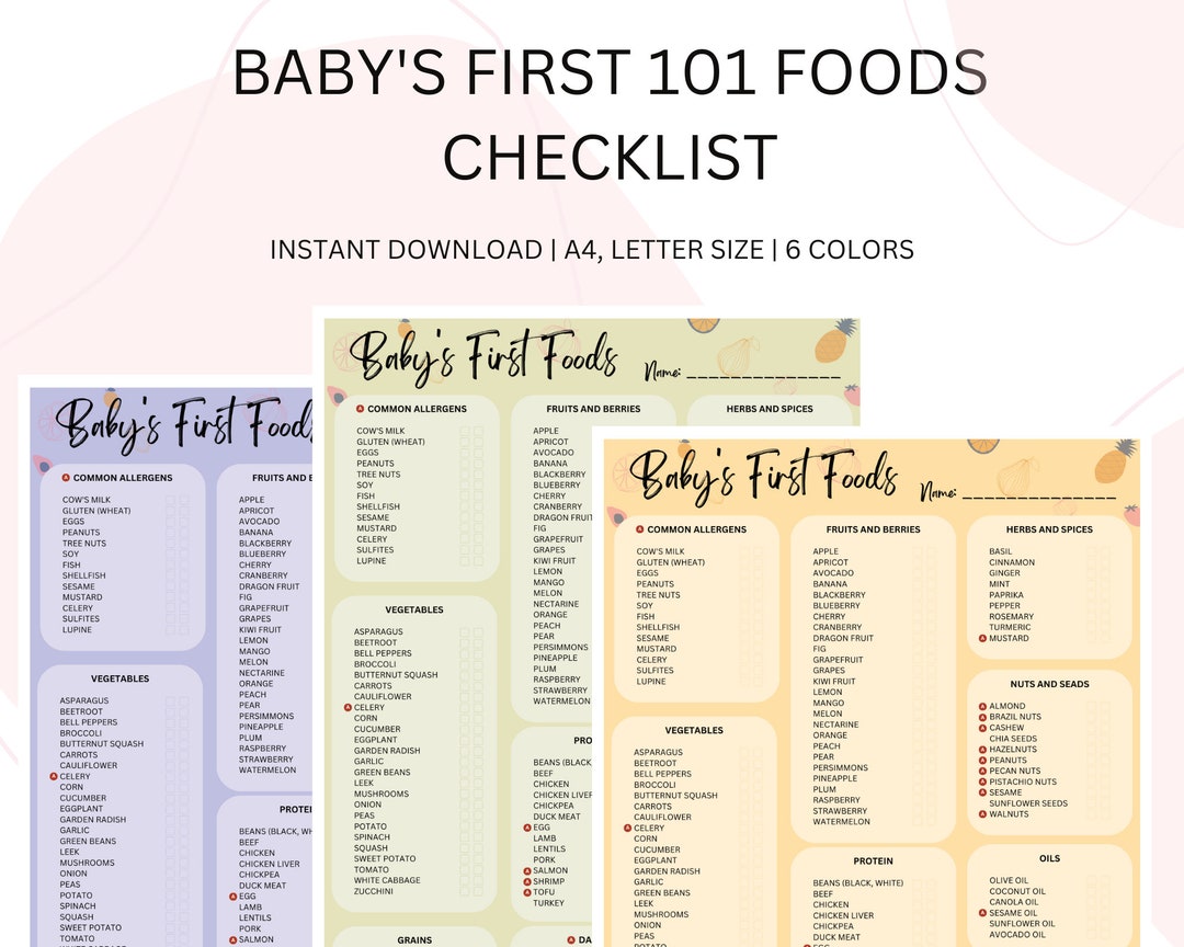 Baby's First Foods Tracker, Start Solids Easy Weaning for Busy Mom 101 ...