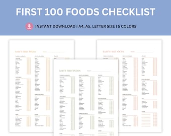 Baby's First Foods Checklist Printable Food Log Led Weaning Solid ...