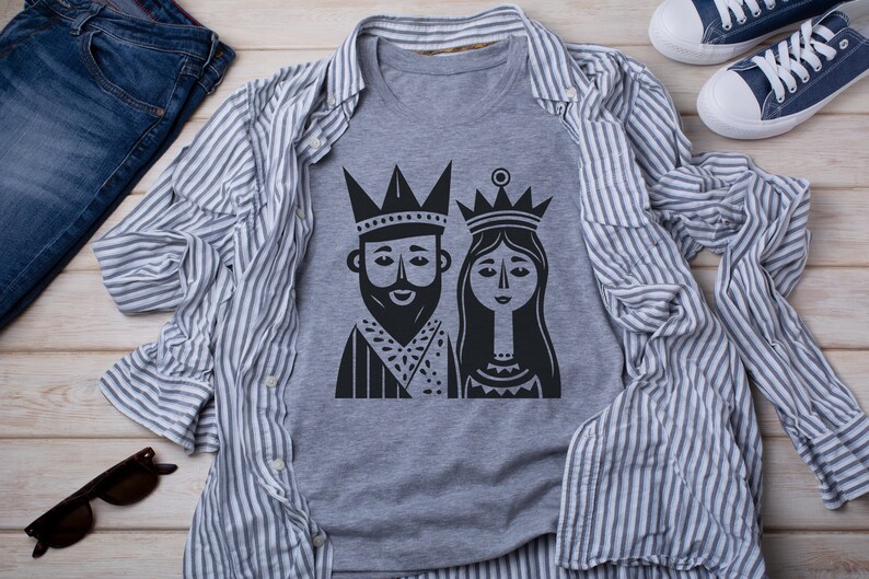 King and Queen SVG, Enchanting Royal Couple SVG - Hand-drawn ...