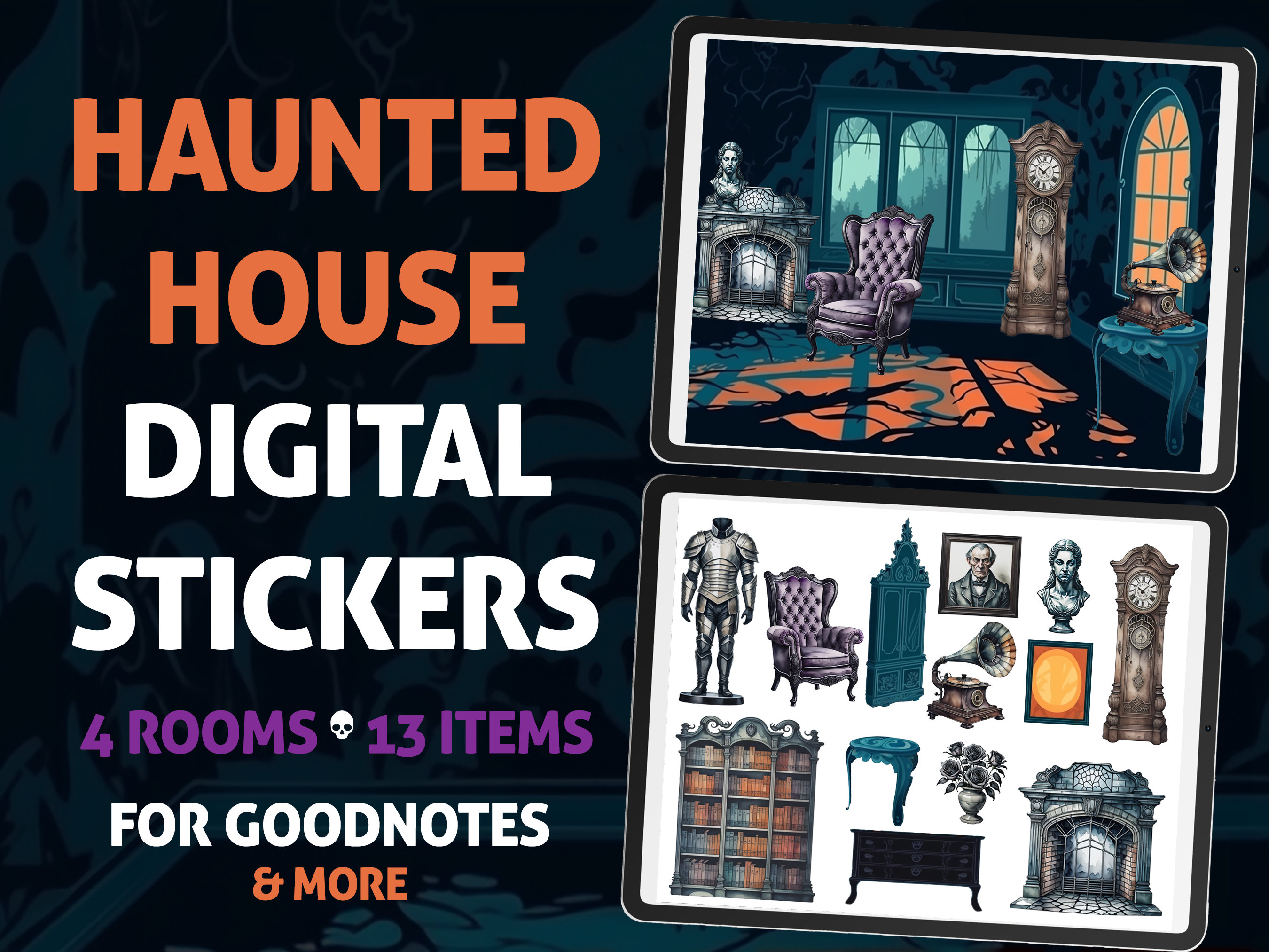 Haunted Mansion Digital Stickers for Goodnotes and Beyond - Arrange 4 ...