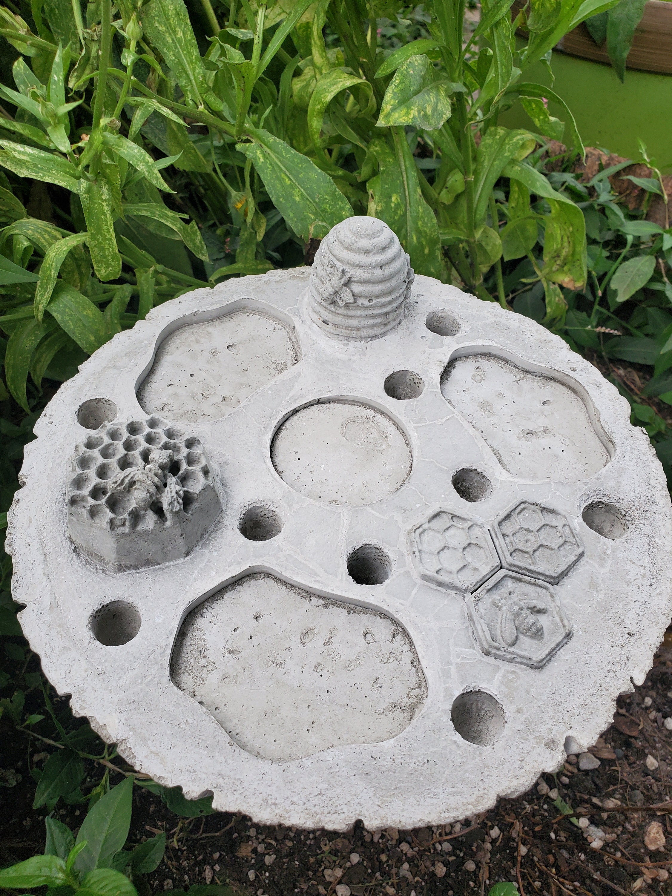 Cement Bee Watering Station, Butterfly Puddler Dish, Pollinator Garden ...