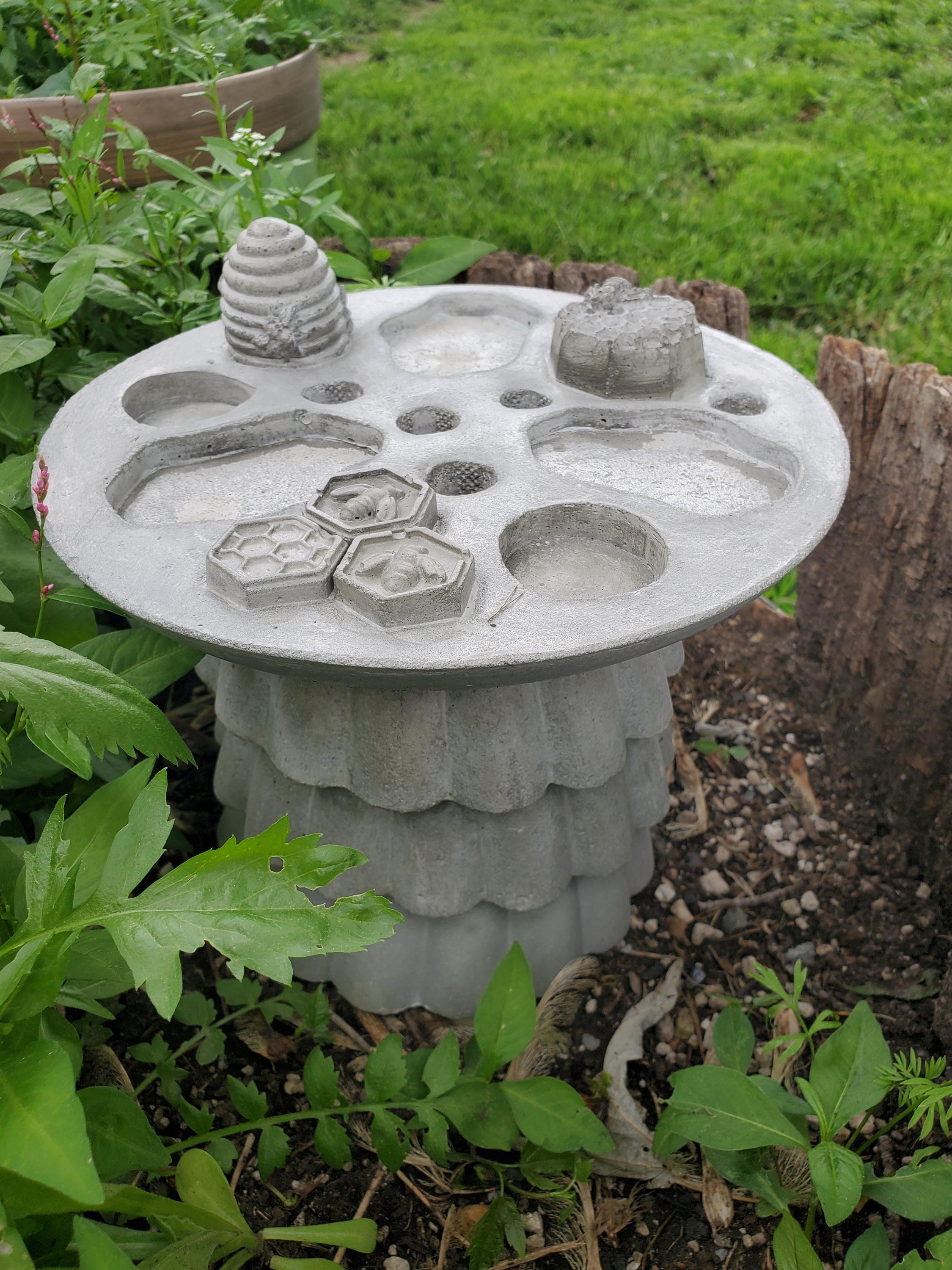 Handmade Concrete Watering Station, Butterfly Bee Puddler Dish ...
