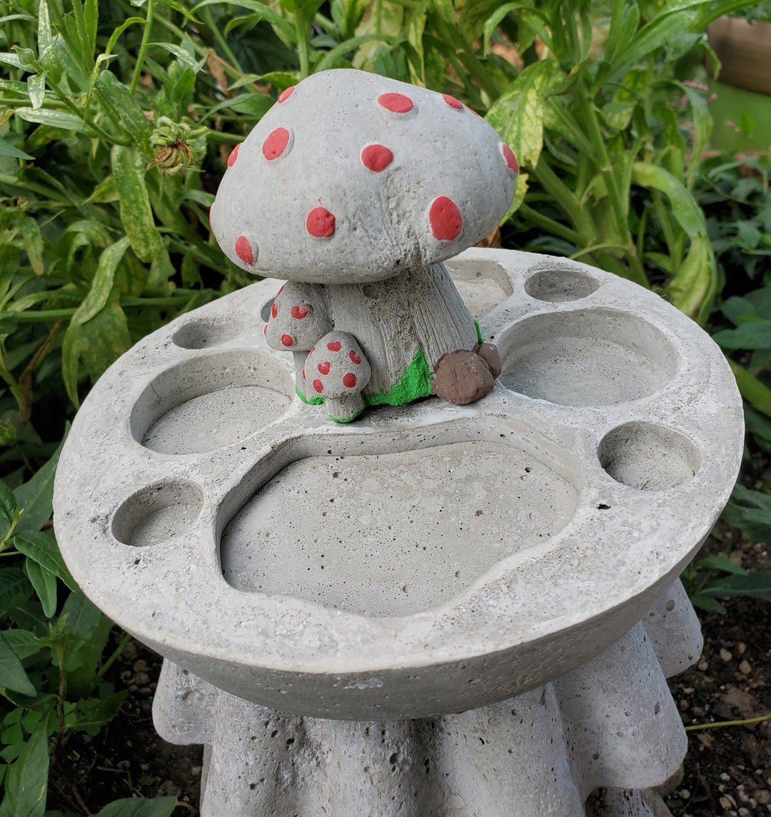 Hand Crafted Cement Bee Watering Station, Butterfly Puddler Dish ...