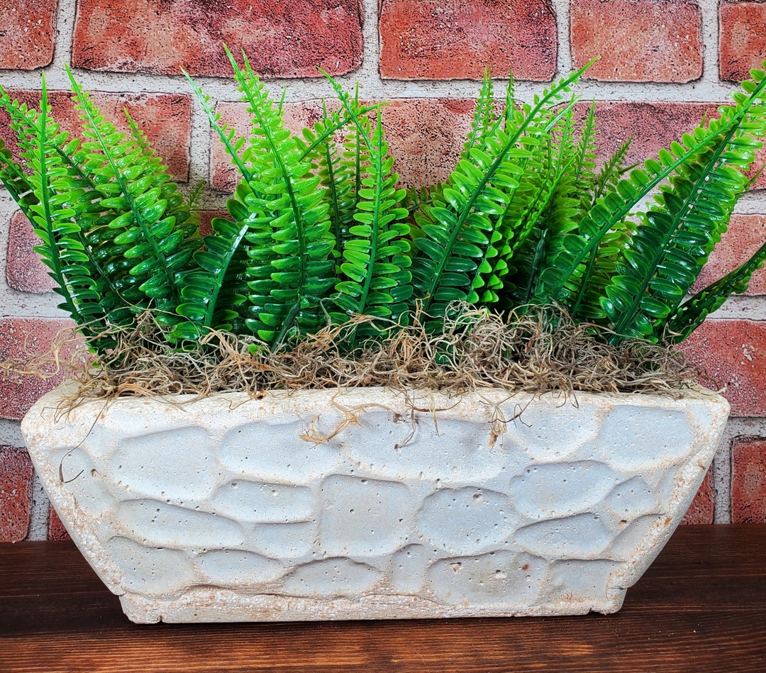 Cream White Hypertufa 12" Trough, Cement Planter Pot, Gift for Gardener ...