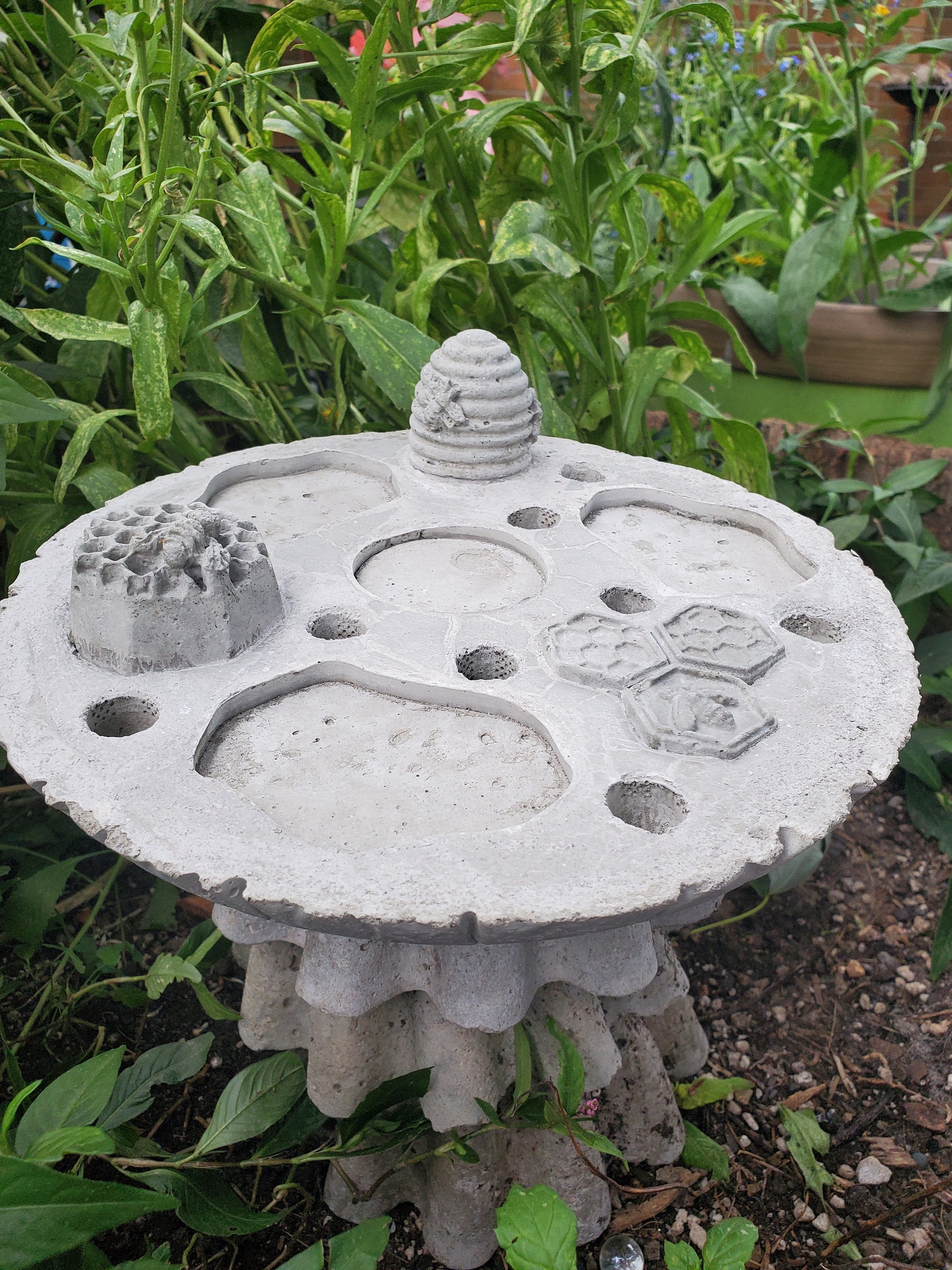 Cement Bee Watering Station, Butterfly Puddler Dish, Pollinator Garden ...
