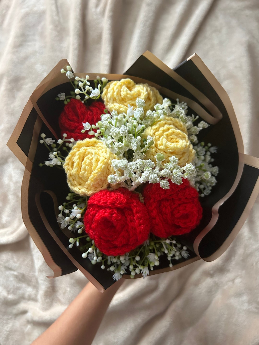 Crocheted forever Flowers Rose Bouquet - Etsy