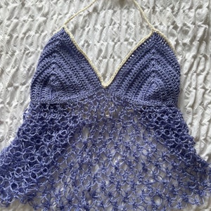 Purple Lacy Open Back Crochet Top - Etsy