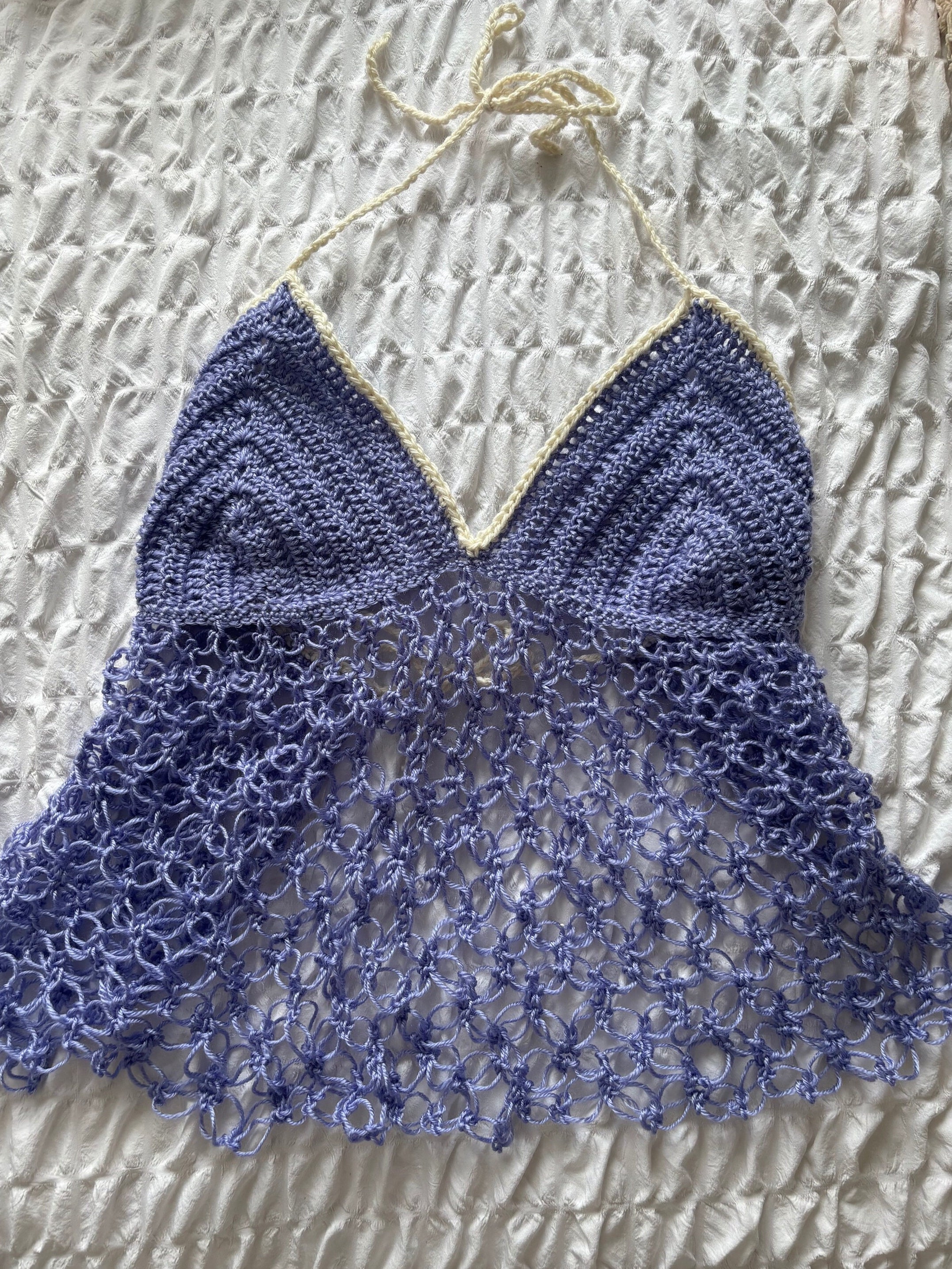 Purple Lacy Open Back Crochet Top - Etsy