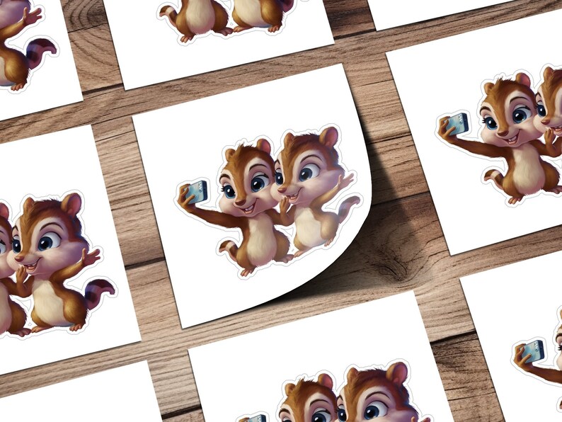 Cute Chipmunk Selfie Sticker, Cartoon Animal Decal, Laptop and Phone Accessory, Kids Room Decor ...