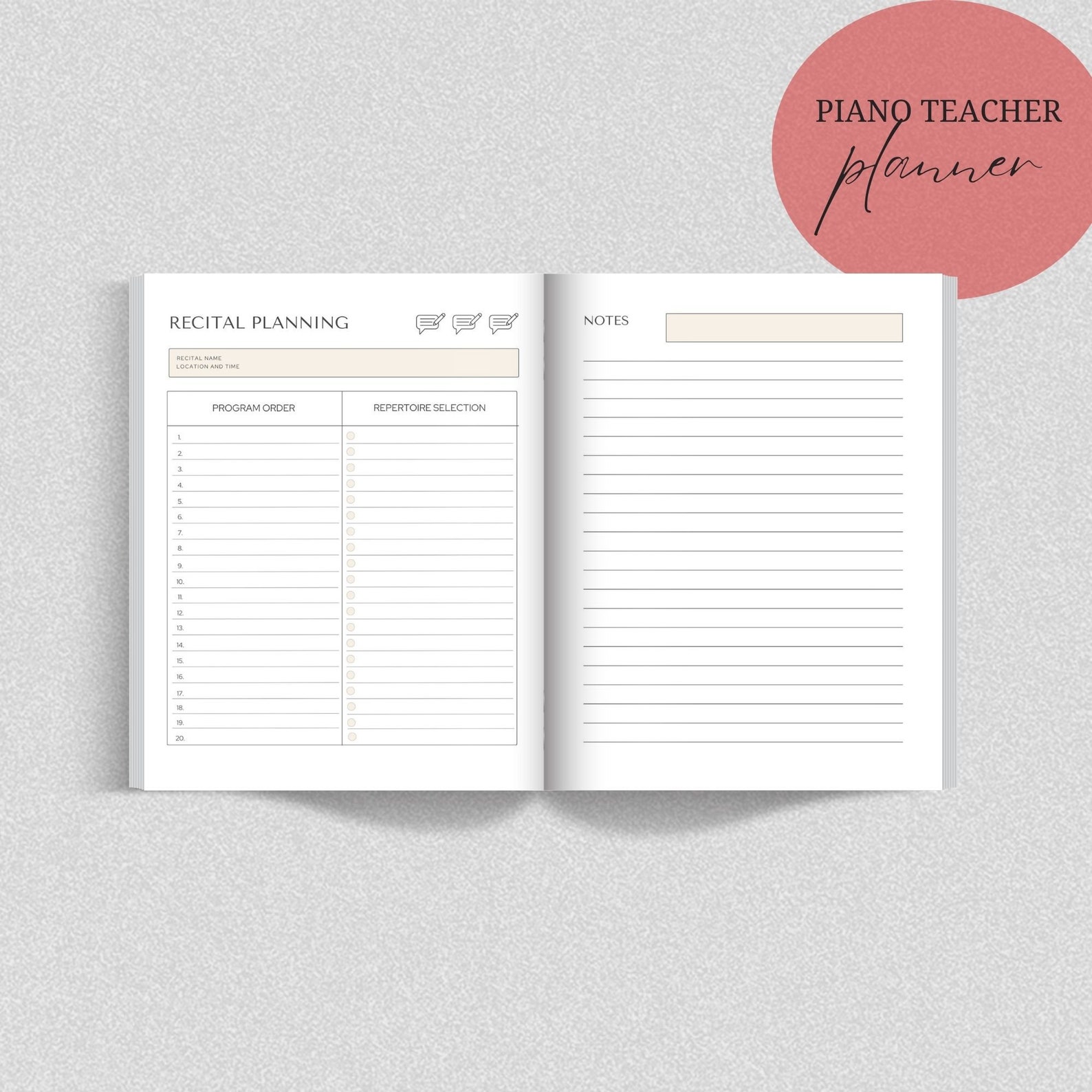 Piano Teacher Planner | Piano Teaching Tools | Piano Pedagogy | Studio ...