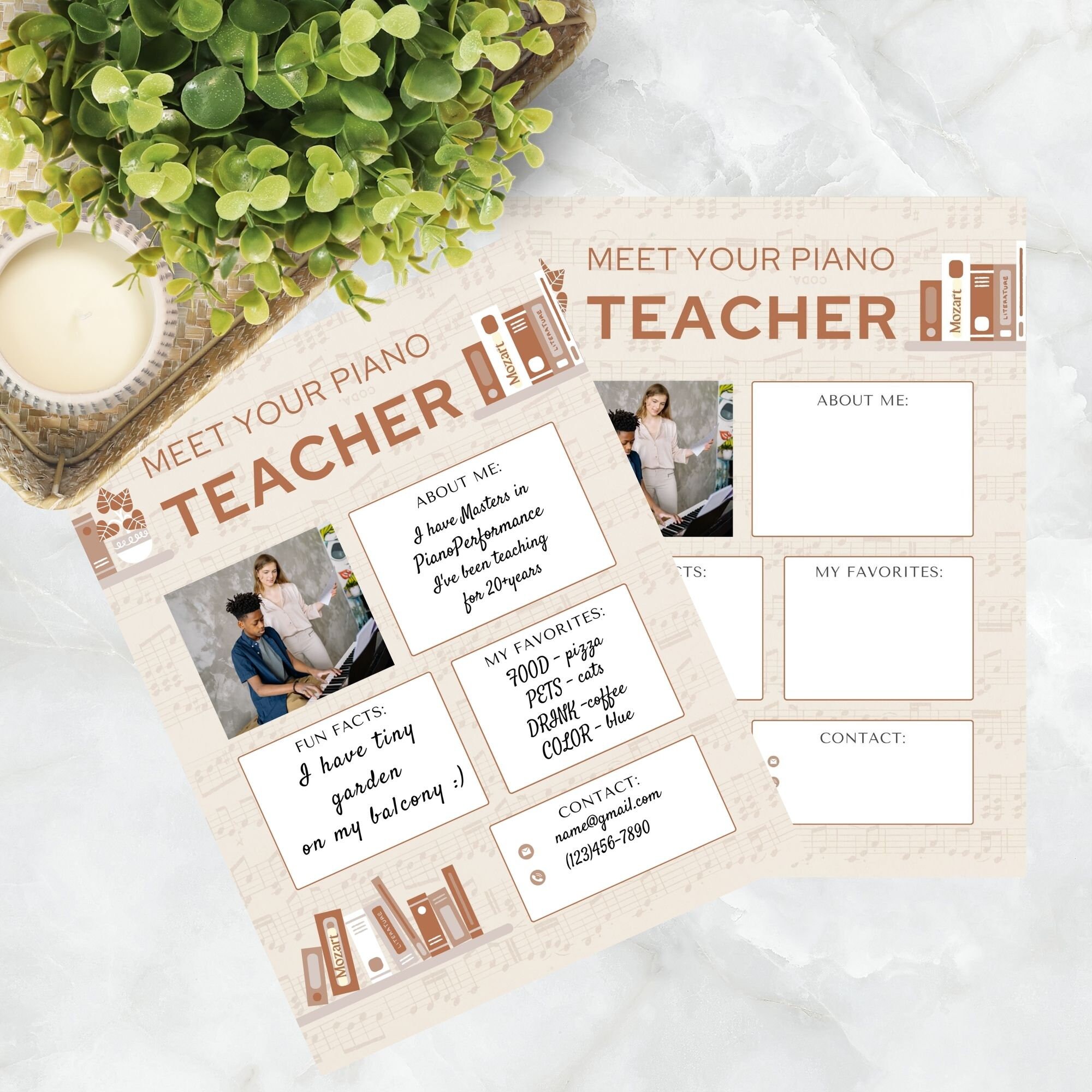 Meet the Teacher Editable Canva Piano Teacher Introduction Boho ...