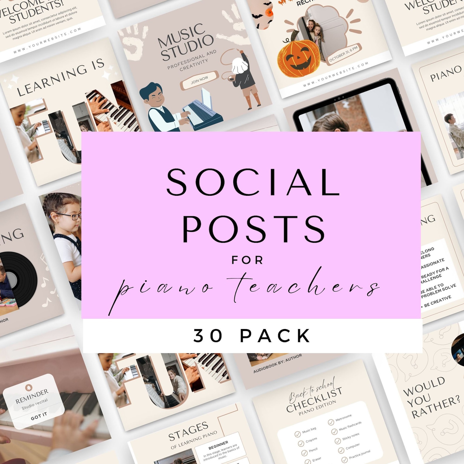 Piano Teacher Instagram Templates | Instagram Template for Education ...