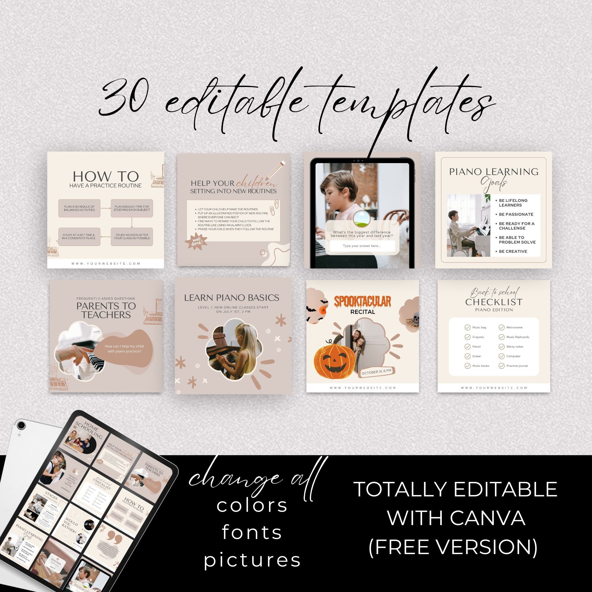 Piano Teacher Instagram Templates | Instagram Template for Education ...