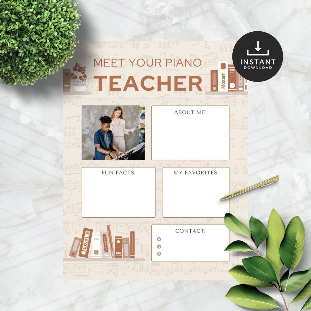 Meet the Teacher Editable Canva Piano Teacher Introduction Boho ...