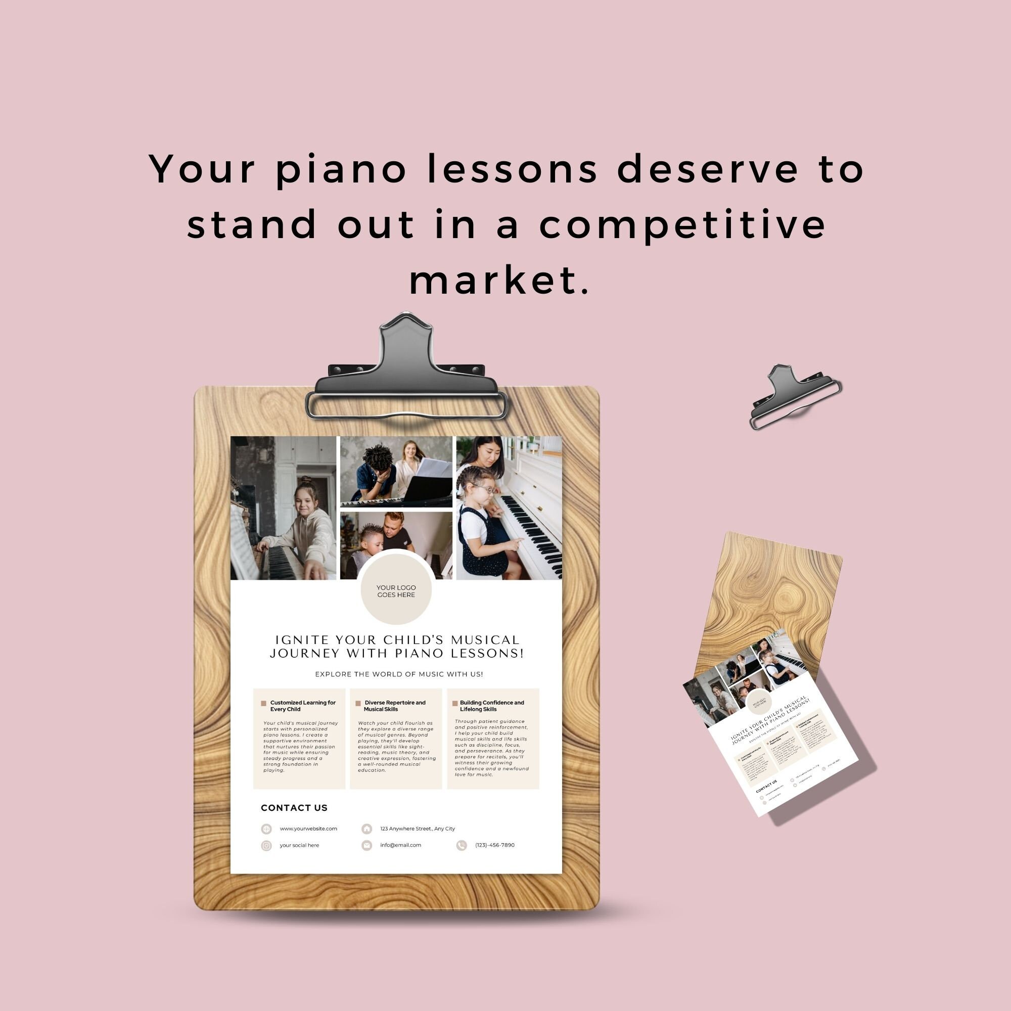 Flyer Template Piano | Back to School | Piano Tutor Business Template ...
