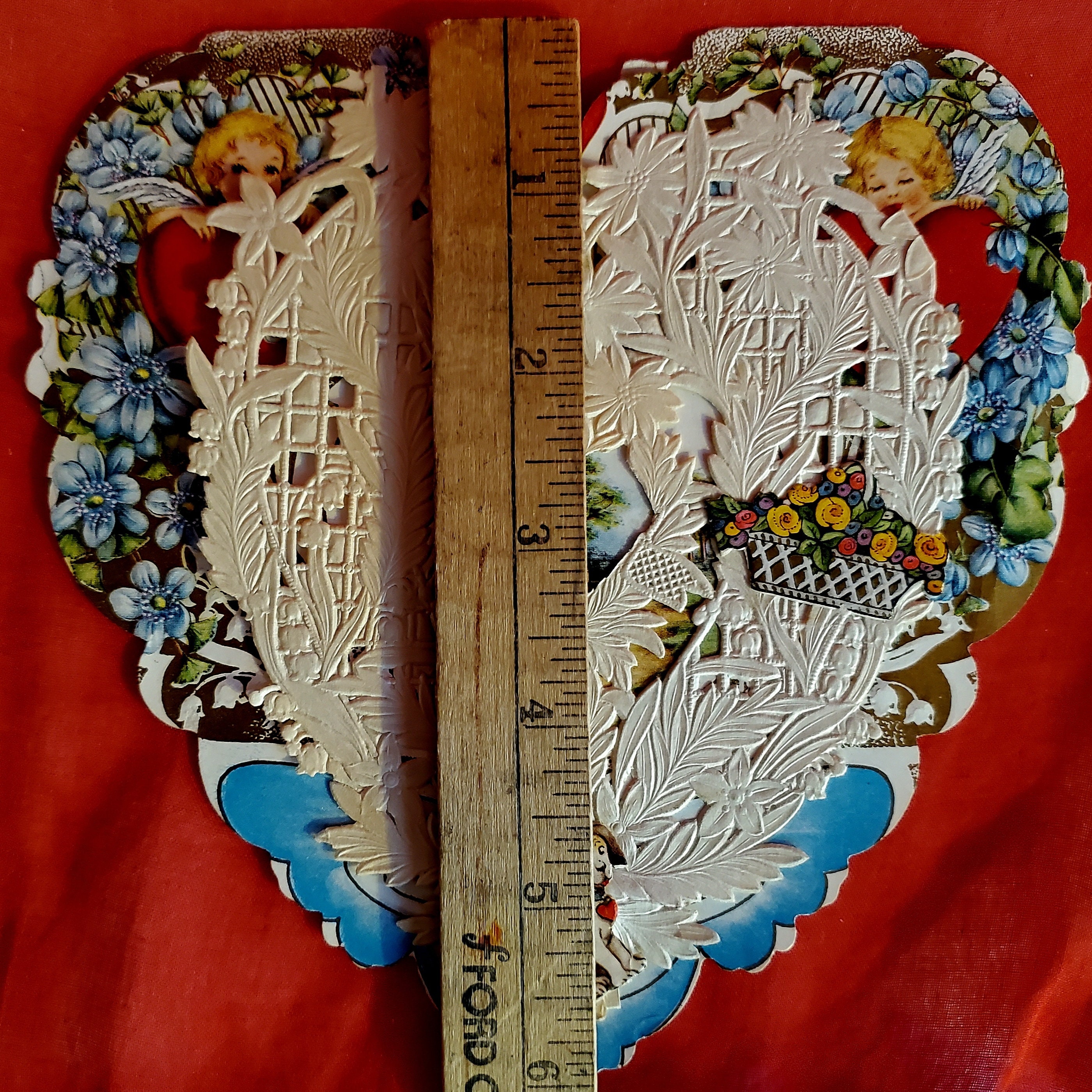 Antique WHITNEY MADE Heart Shape Victorian Valentine Card Die Cut 3-D ...