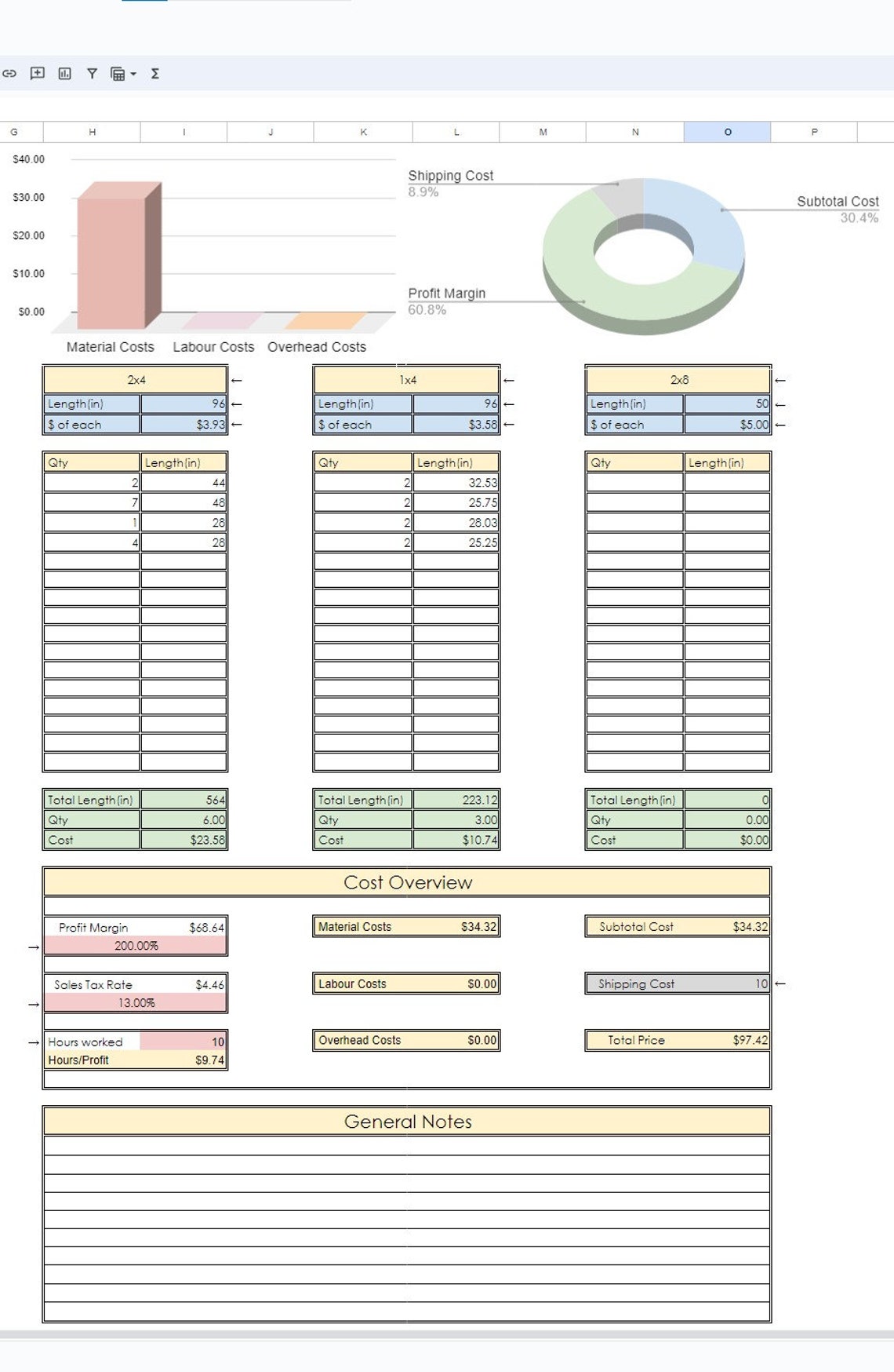 Woodworking Project Pricing Template: Material & Labor Tracker - Etsy
