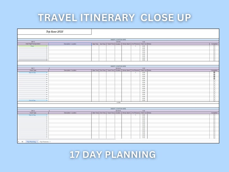 Travel Itinerary & Budget Planner Spreadsheet | Simplify Your Next ...