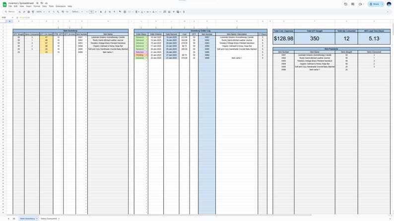 Tool Inventory Tracker Spreadsheet | Easy Stock Management Tool for ...