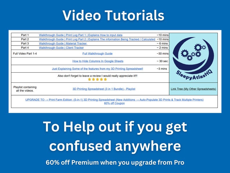 Pro Version: 3D Printing Business Spreadsheet (3-in-1 Bundle) (print Log / Material Tracker ...