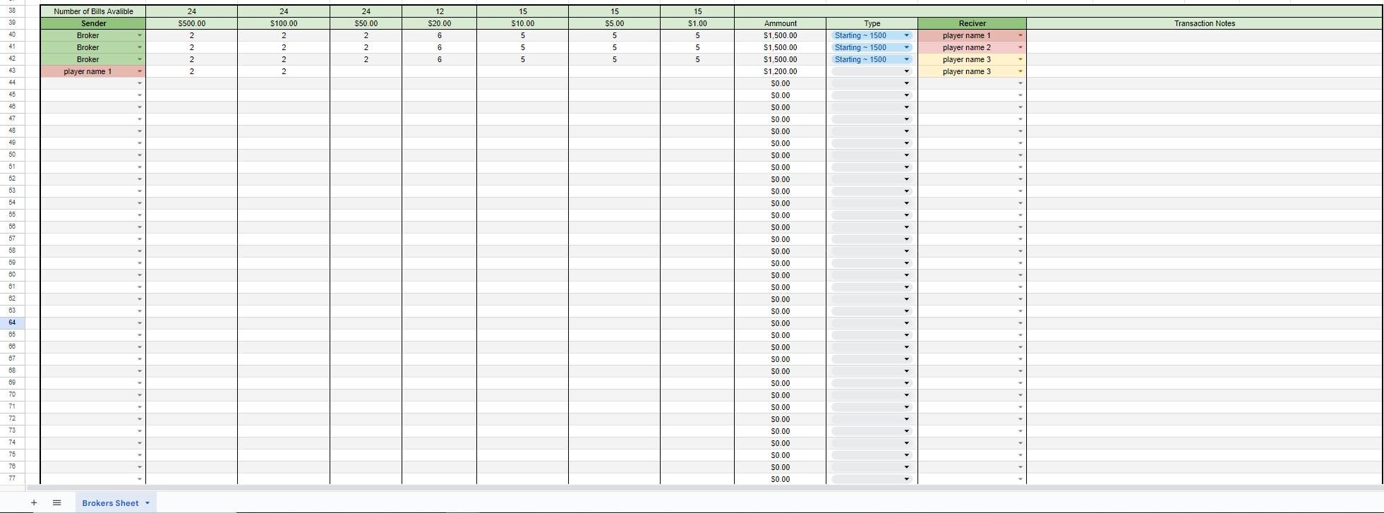 Monopoly-inspired Money Tracker Spreadsheet – Digital Tool for ...