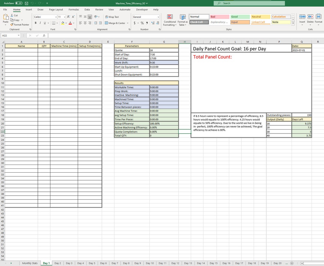 CNC Machining Time Efficiency Excel Sheet - Etsy