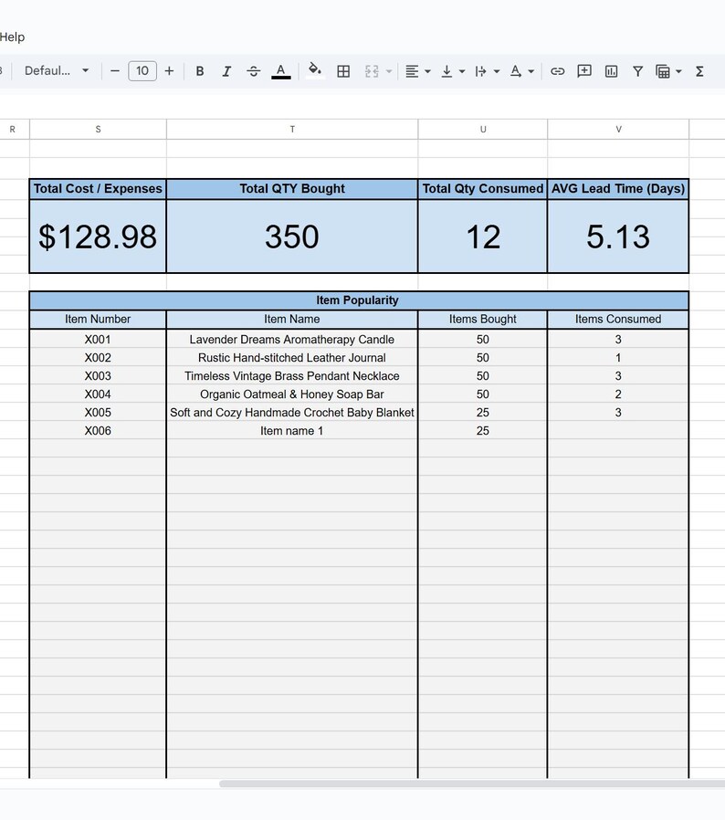 Tool Inventory Tracker Spreadsheet | Easy Stock Management Tool for ...