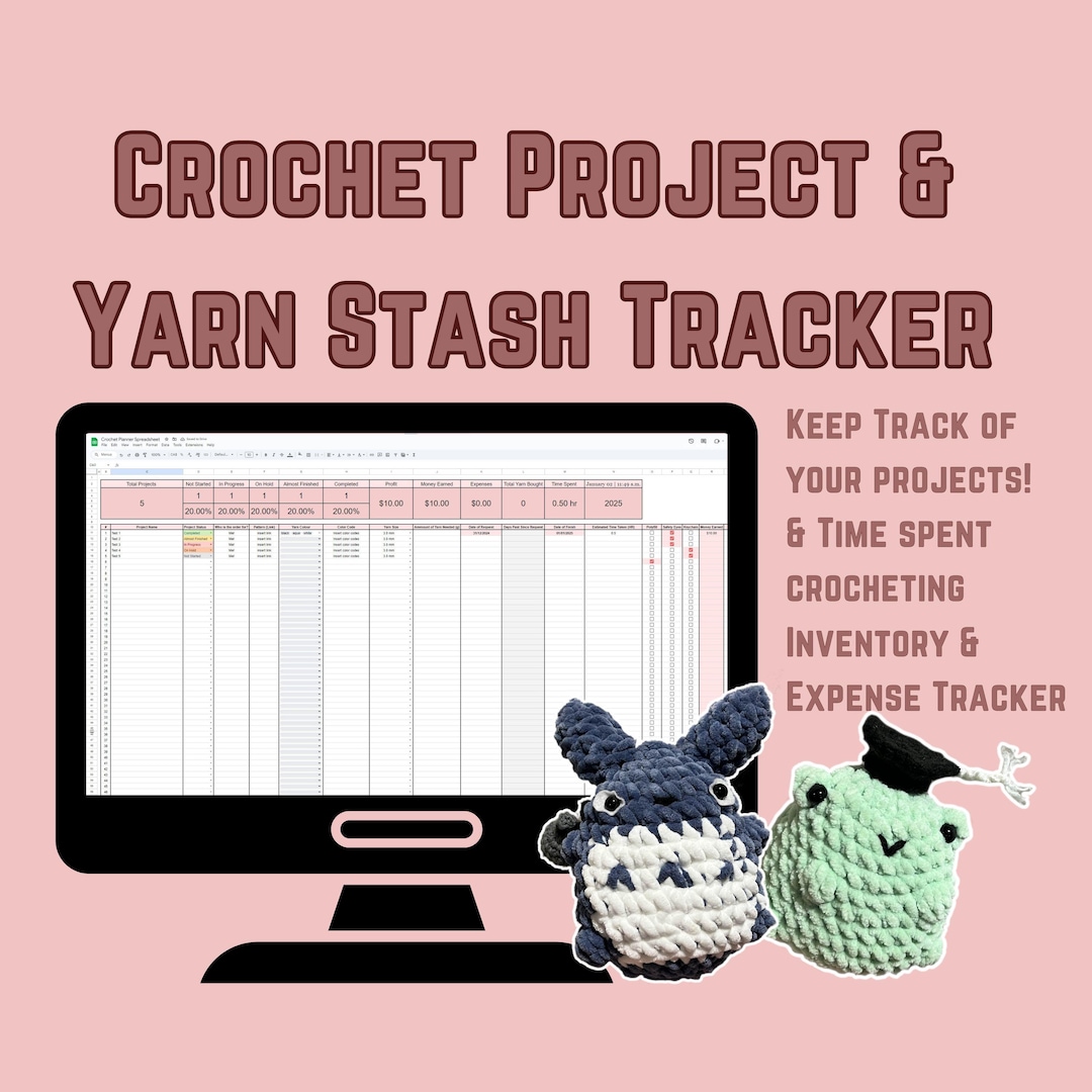 Crochet Planner Spreadsheet - Digital Project & Yarn Inventory Tracker ...