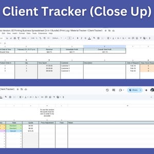 Basic Version: 3D Printing Business Spreadsheet (3-in-1 Bundle) (print ...