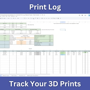 Basic Version: 3D Printing Business Spreadsheet (3-in-1 Bundle) (print ...