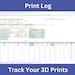 Basic Version: 3D Printing Business Spreadsheet (3-in-1 Bundle) (print Log / Material Tracker ...