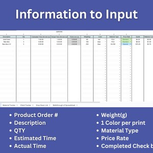 Basic Version: 3D Printing Business Spreadsheet (3-in-1 Bundle) (print ...