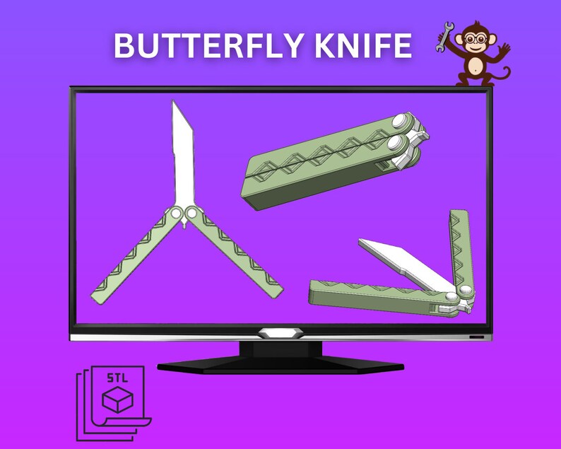 3D Printable Butterfly Knife STL FILE ONLY Favorite This If You'd Be ...