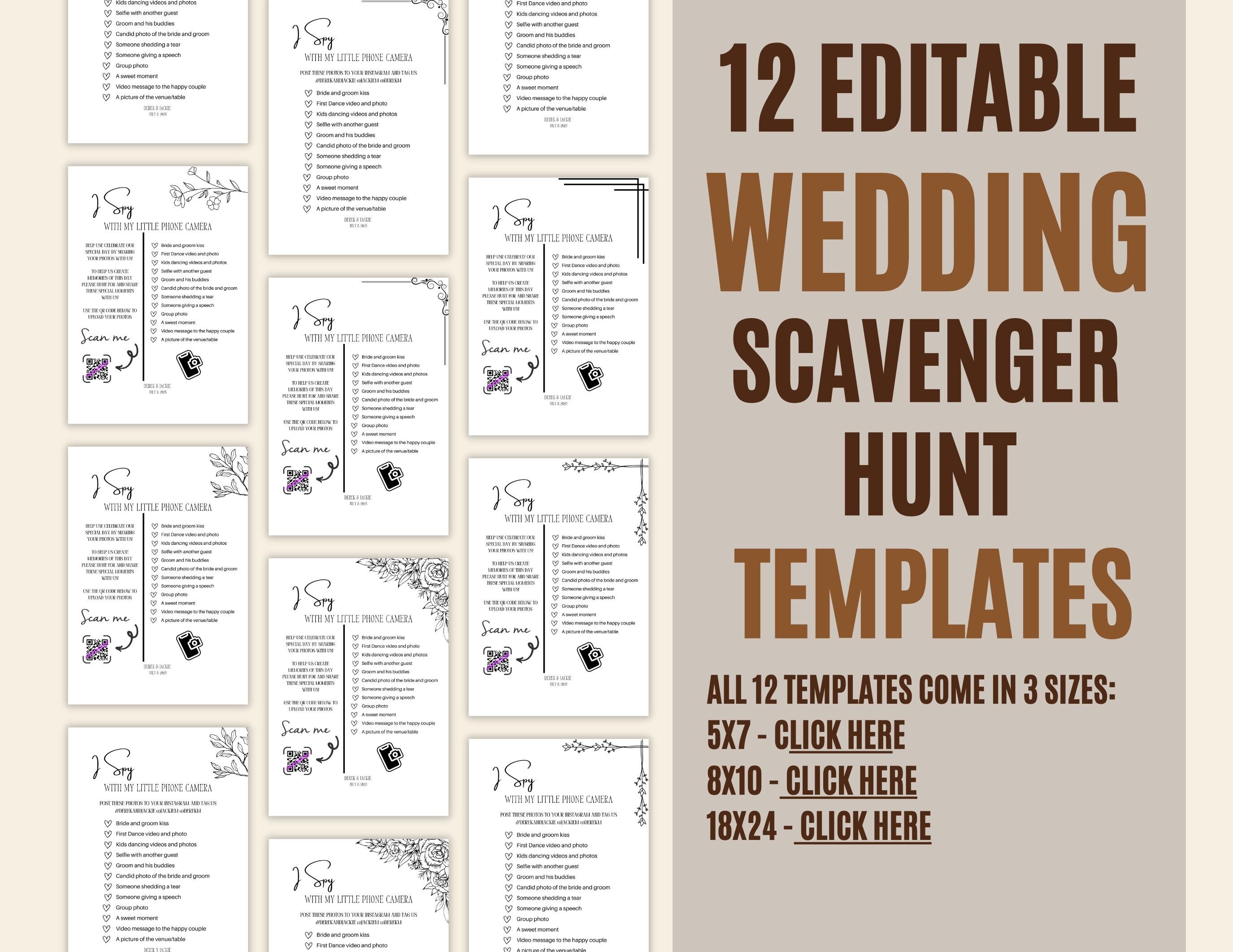 Editable Canva Wedding Photo/video Scavenger Hunt - Etsy