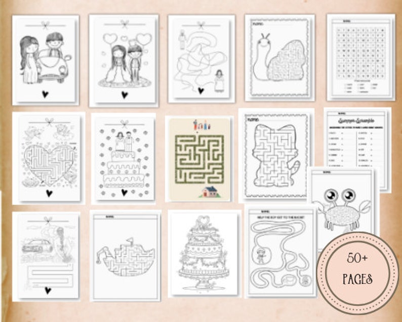 Massive Kids Wedding Activity Coloring Book - Instant Download Digital ...