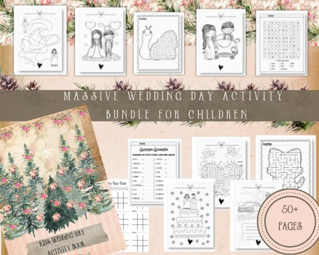 Massive Kids Wedding Activity Coloring Book - Instant Download Digital ...