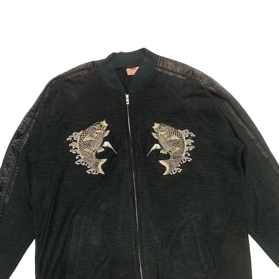 Vintage Japanese Classic Script Koi Fish Motive Jacket - Gem